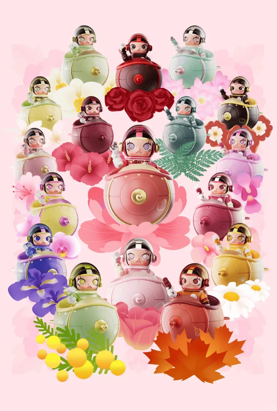 泡泡瑪特POP MART全新《MEGA SPACE MOLLY 100% 綻放系列》6/5登場！亞洲限定29款花卉主題，收藏必搶！ - oneone宇宙