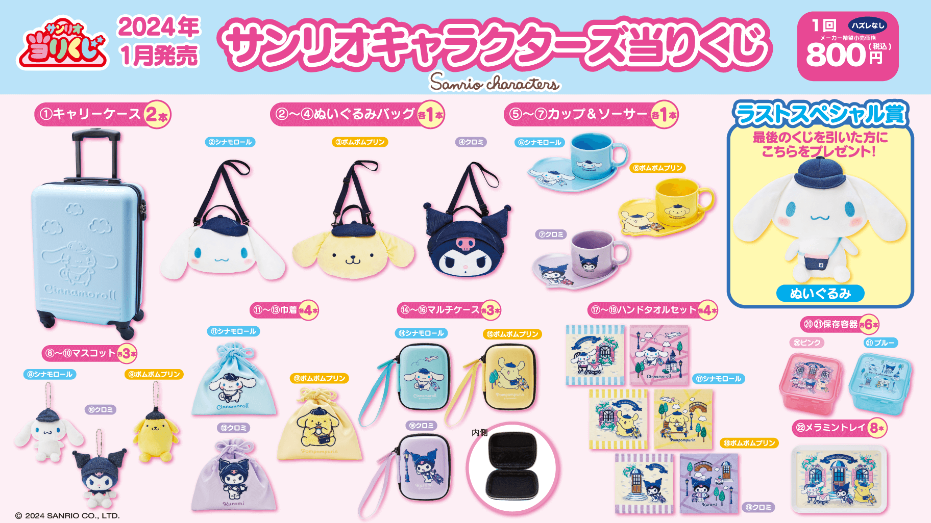 当りくじ《三麗鷗》群星角色大賞 2024新年主題賞品全公開！出國終於有大耳狗的陪伴！ - oneone宇宙