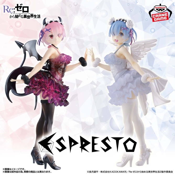 萬代BANPRESTO《Re:從零開始的異世界生活》ESPRESTO Clear&Dressy 小惡魔拉姆&天使雷姆主題禮服模型公仔登場！ - oneone宇宙