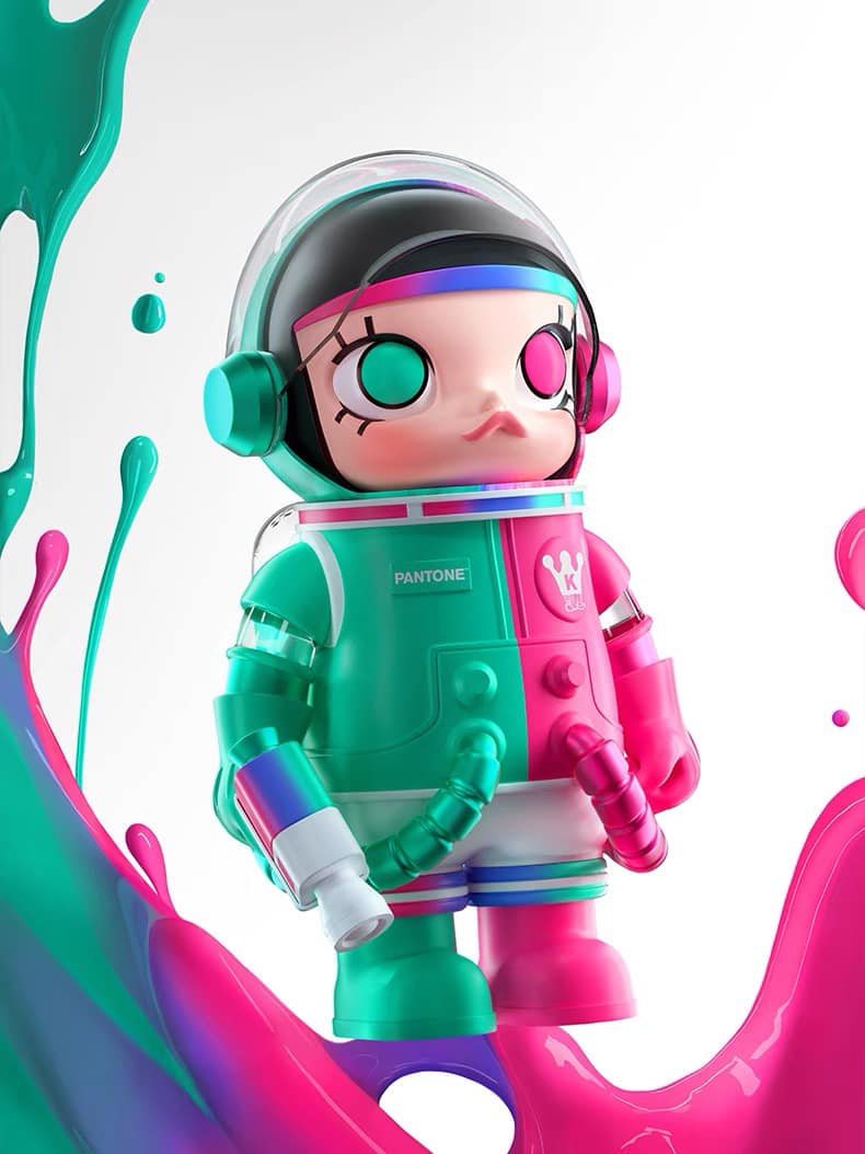 POPMART泡泡瑪特《Mega Space Molly 彩通》全新推出PANTONE粉綠撞色！重構SPACE MOLLY色彩基因！ - oneone宇宙