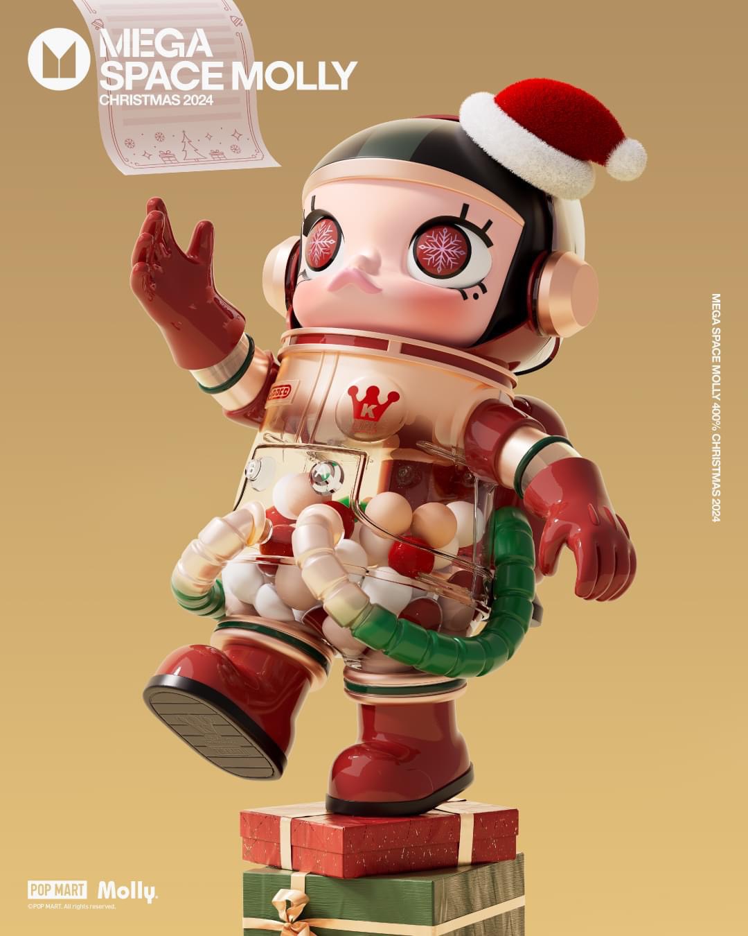 《泡泡瑪特 POPMART》MEGA SPACE MOLLY 400% 聖誕2024 登場 ! 開啟聖誕節搶購熱潮 ~ - oneone宇宙